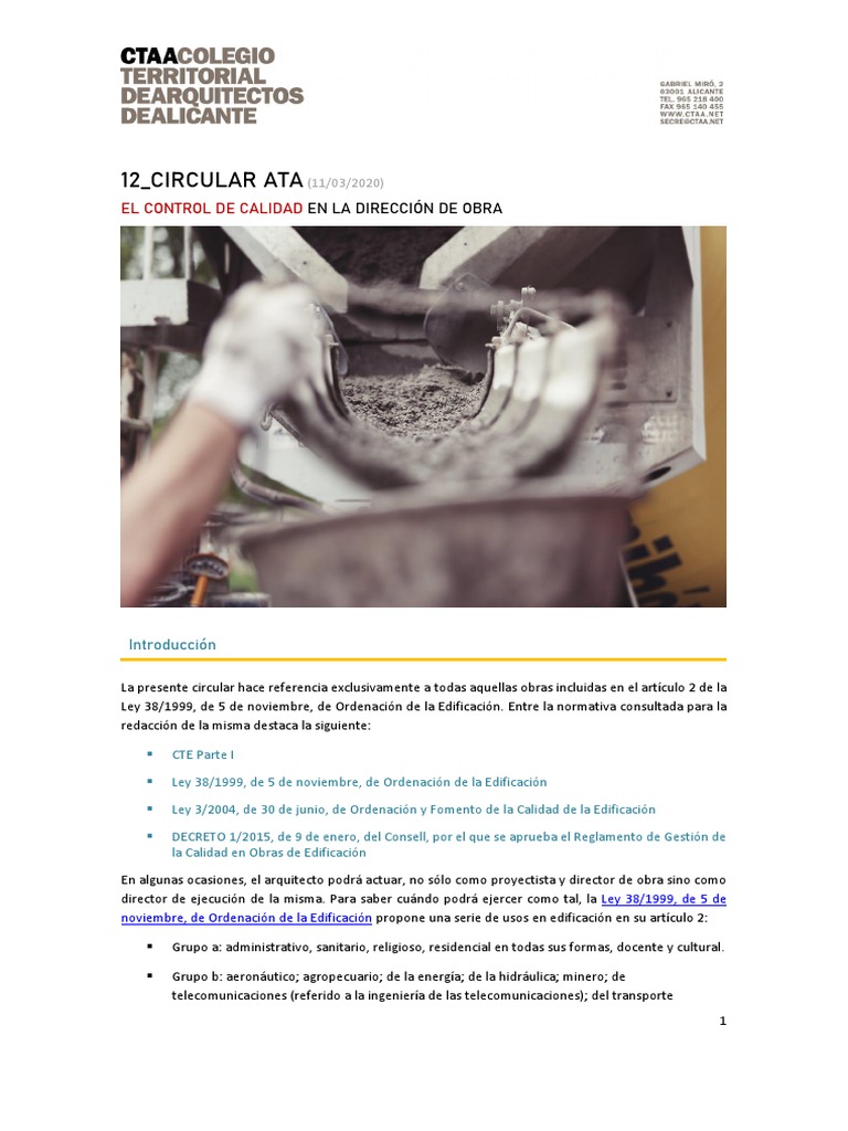 CTAA - Control de Calidad | PDF | Arquitecto | Sectores Economicos