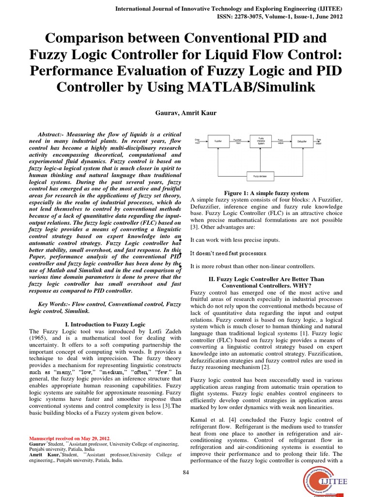 Comparison Between Conventional PID and Fuzzy Logic Controller | PDF ...