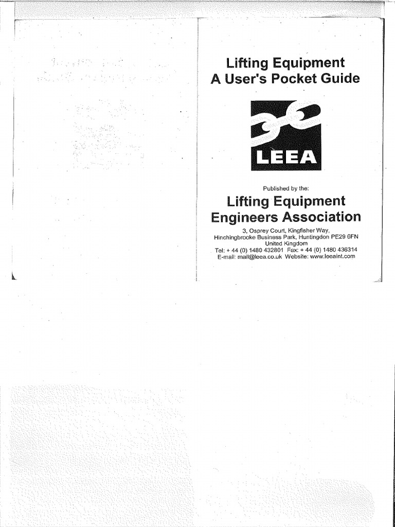 LEEA Lifting Equipment A User's Pocket Guide PDF | PDF