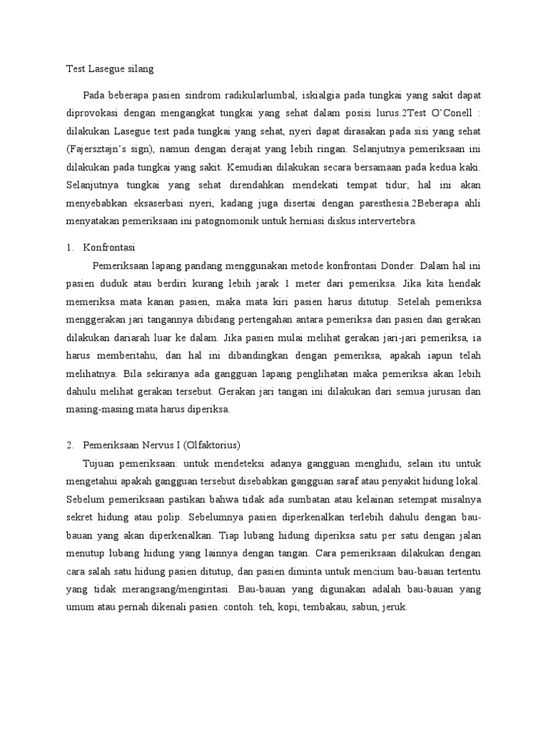 Test Lasegue Silang | PDF | Pengembangan Diri | Kesehatan Holistik