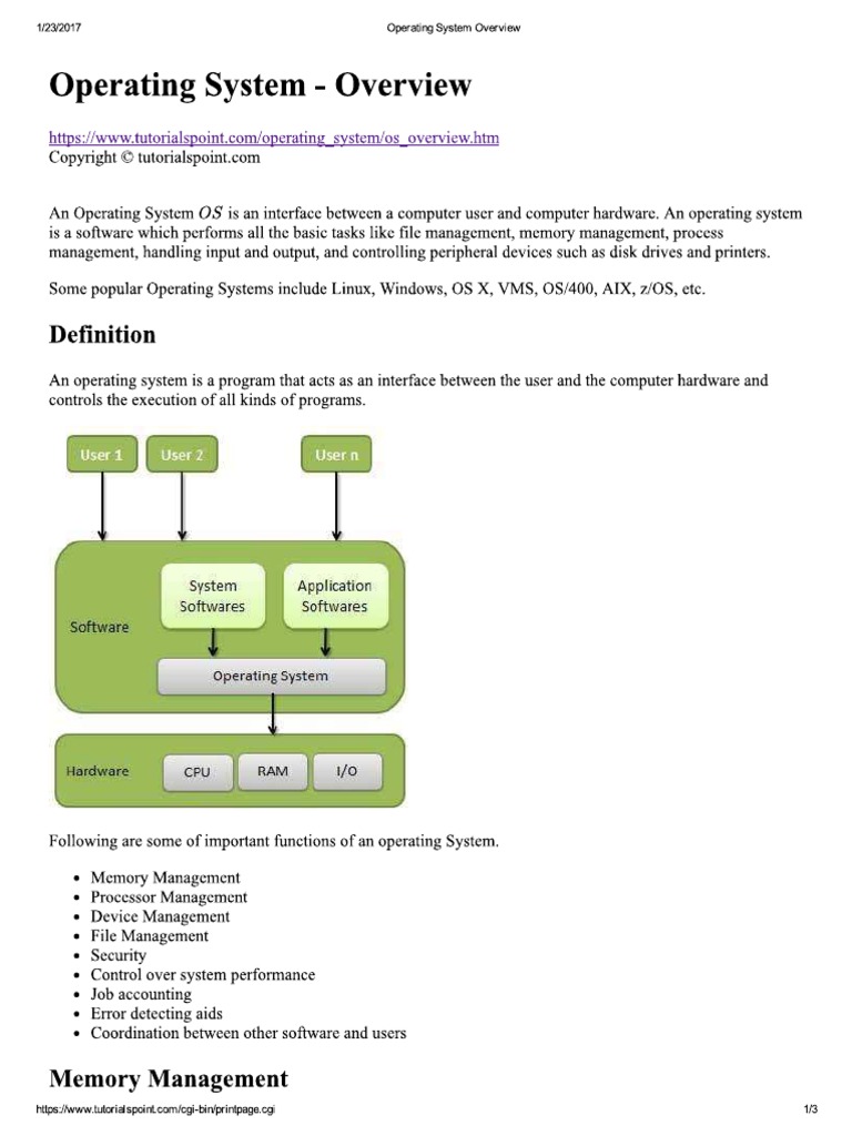 Functions of Operating Systems | PDF