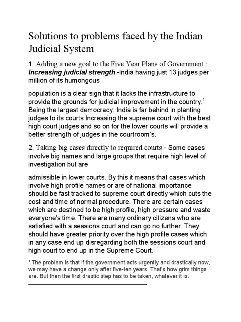 Solutions To Problems Faced by The Indian Judicial System | PDF ...