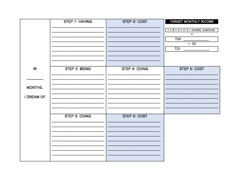Step 1: Having Step 5: Cost: Target Monthly Income | PDF