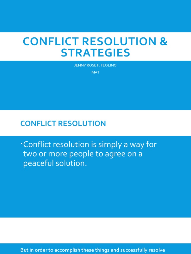 Conflict Resolution & Strategies | PDF | Conflict Resolution | Mediation