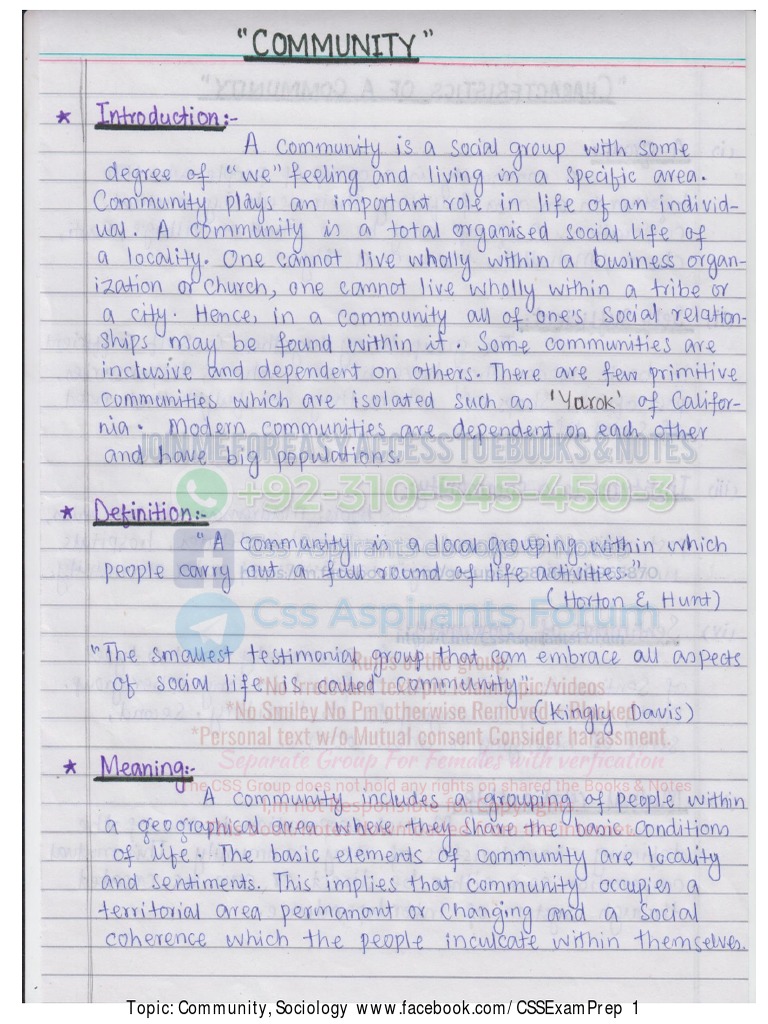 Community in Sociology Overview | PDF
