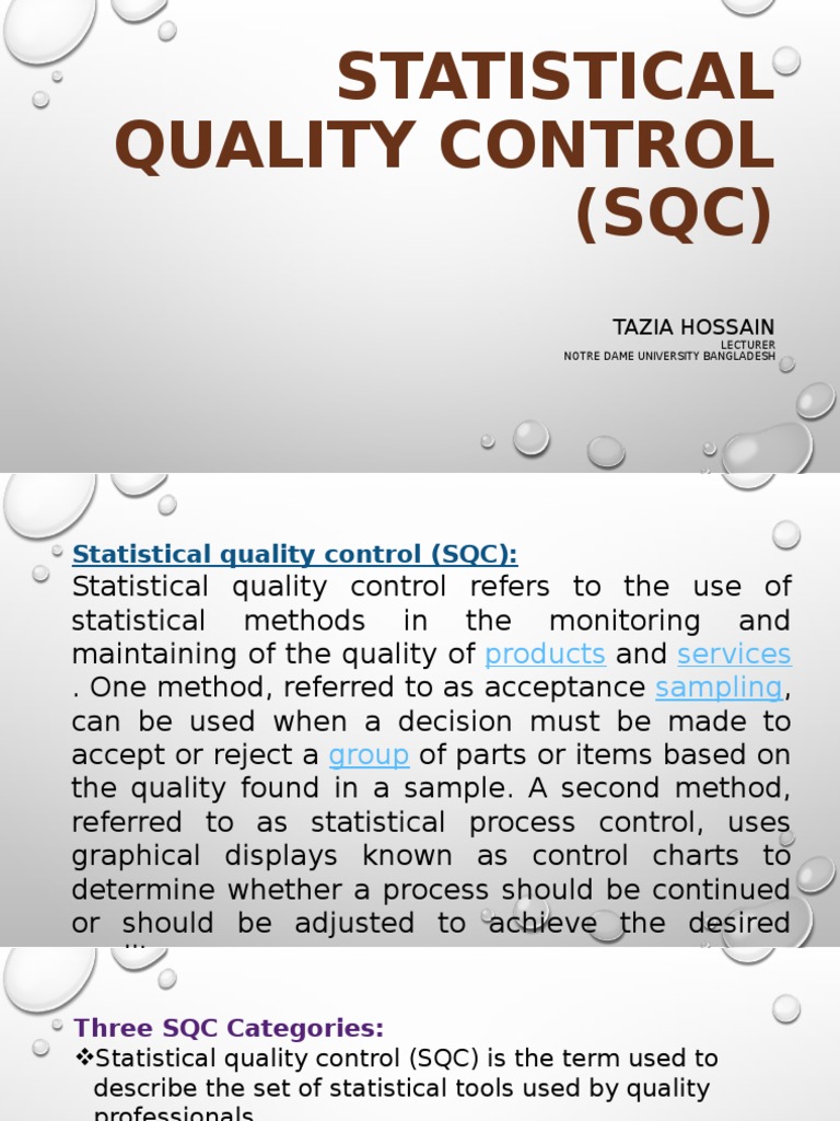 Statistical Quality Control (SQC) : Tazia Hossain | PDF | Statistics | Mean