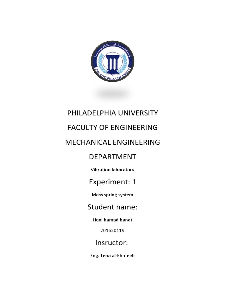 Philadelphia University Faculty of Engineering Mechanical Engineering ...