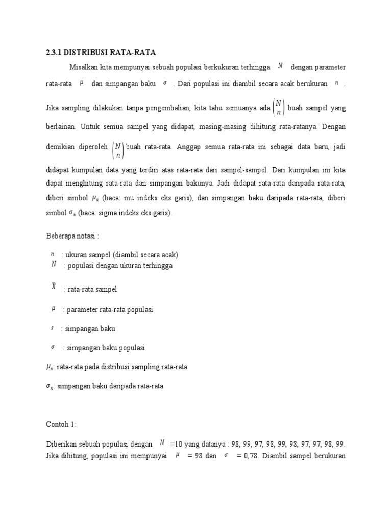 Distribusi Rata-Rata Sampai Distrisbusi Proporsi | PDF | Metode & Bahan ...