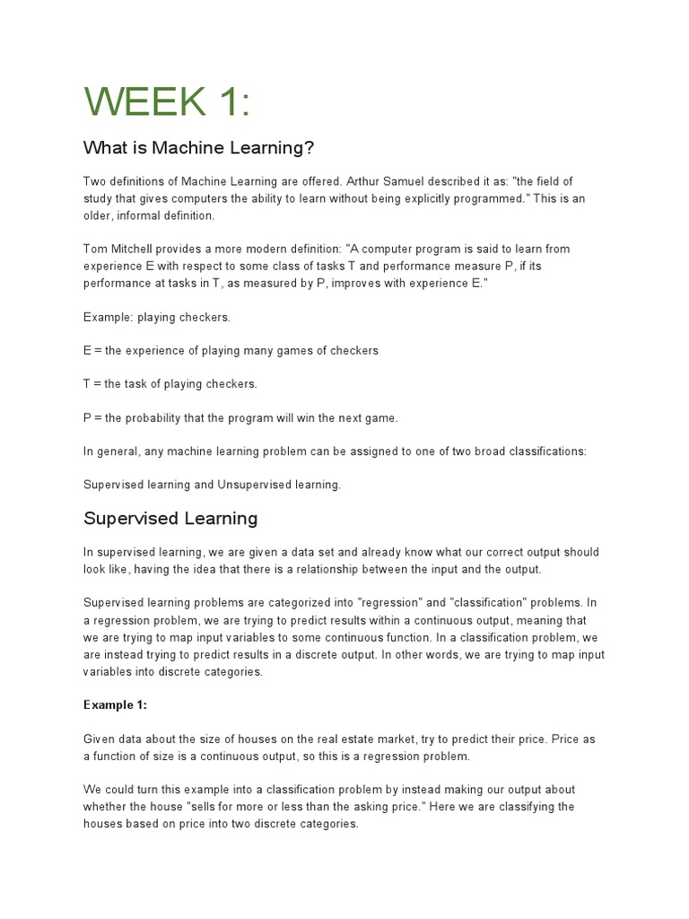 What Is Machine Learning by Coursera | PDF | Matrix (Mathematics ...