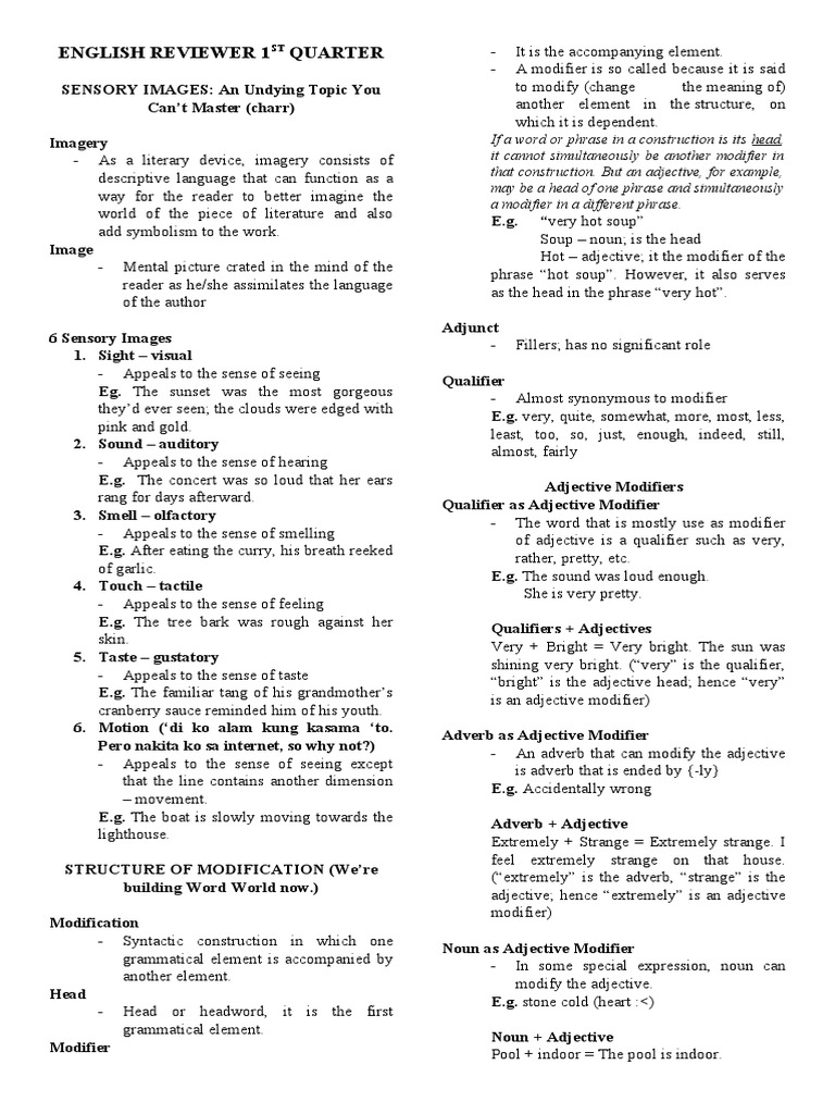 English Reviewer 3RD Quarter | PDF | Pronoun | Adjective