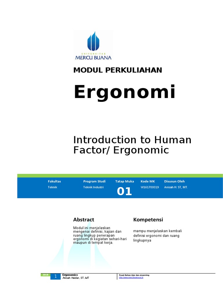 Modul Ergonomi Dan K3 (TM1) | PDF | Komputer