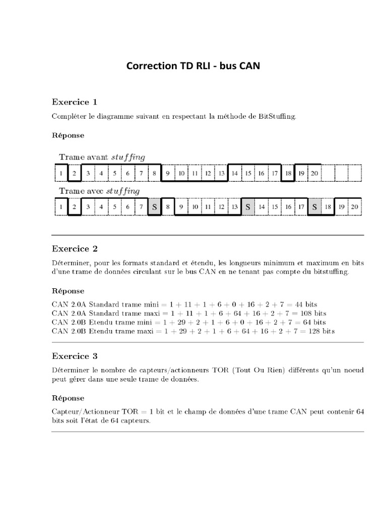 Correction TD RLI - Bus CAN PDF | PDF