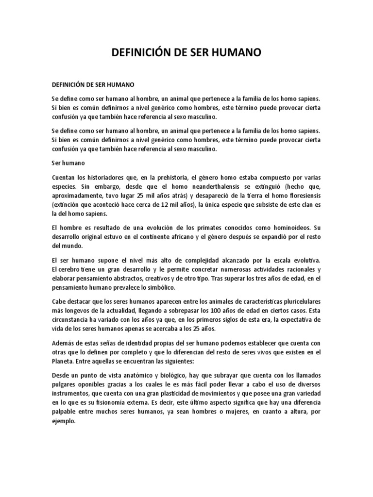 Definición de Hombre | PDF | Homo | Homo Sapiens
