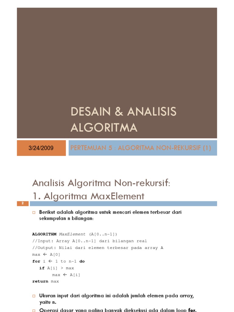 DESAIN and ANALISIS ALGORITMA - ALGORITM PDF | PDF