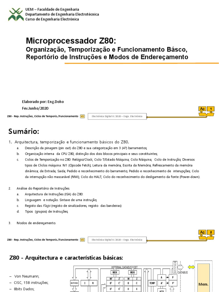 Z80 - Arquitetura, Ciclos e Instruções | PDF | Entrada/Saída ...
