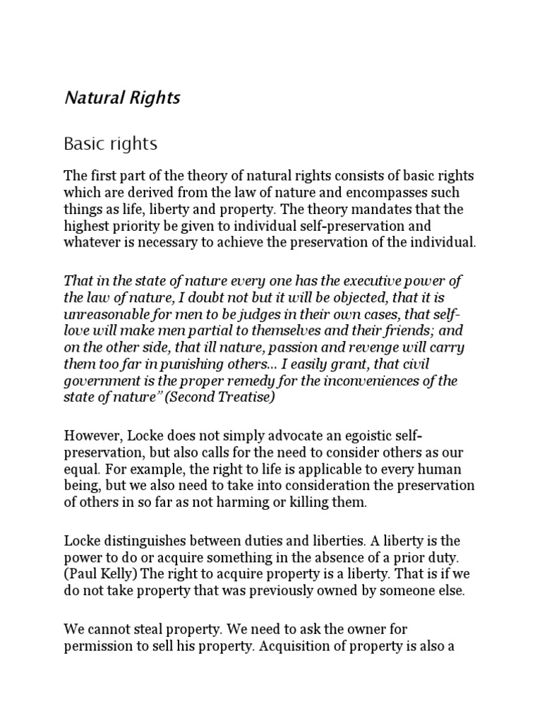 Natural Rights | PDF | Rights | John Locke