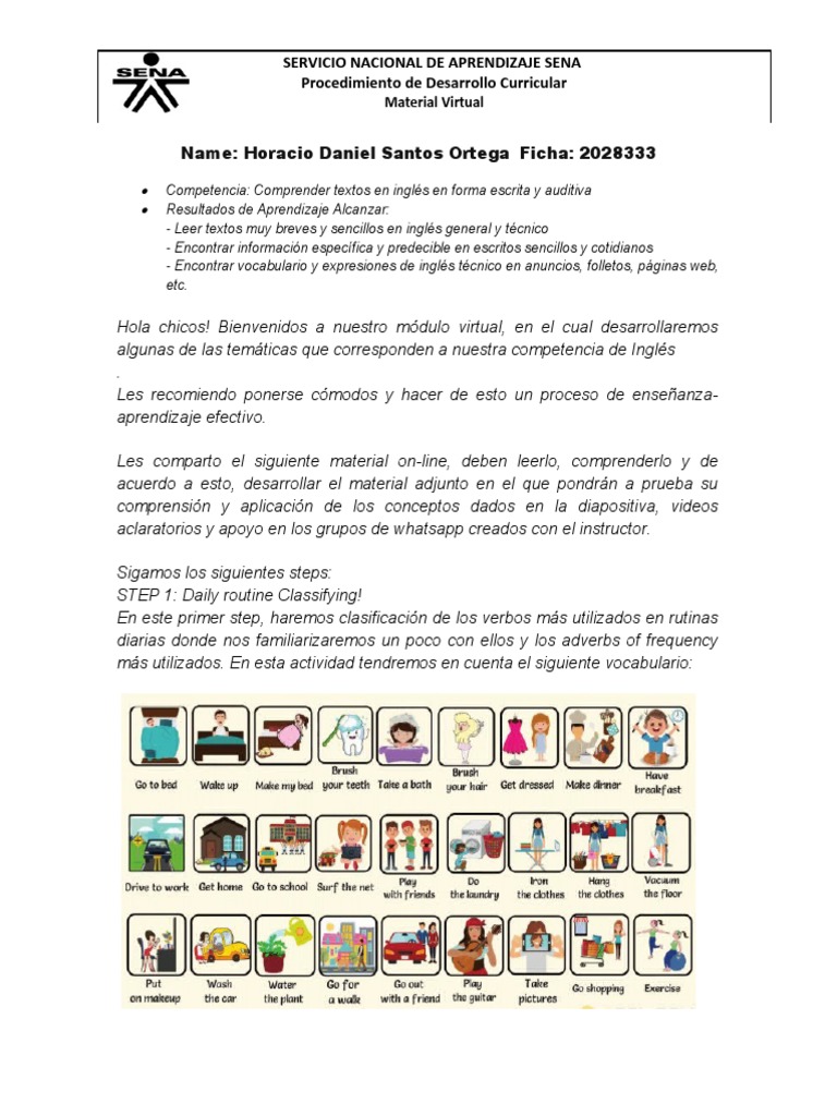 My Daily Routine | PDF | Sintaxis | Aprendizaje