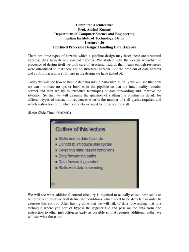 Lec 26 | PDF | Computer Hardware | Computer Engineering