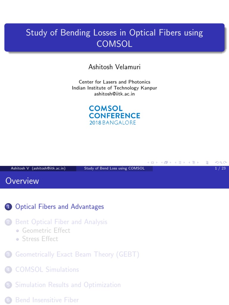 Study of Bending Losses in Optical Fibers Using Comsol: Ashitosh ...