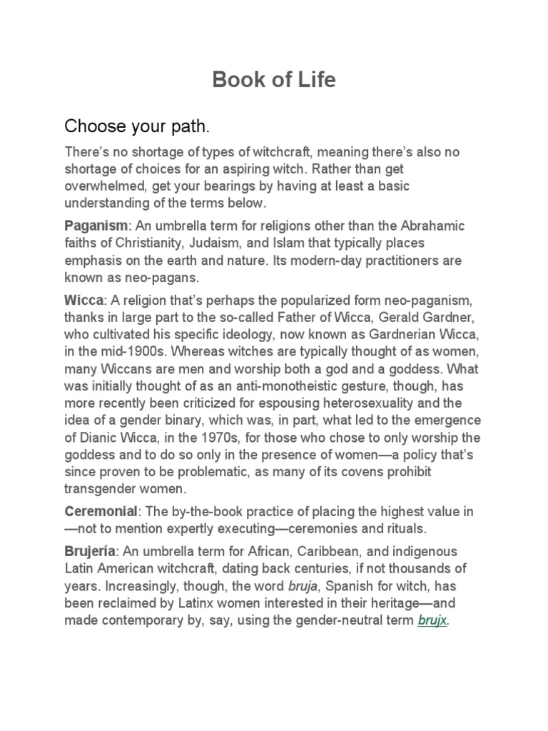 Book of Life: Choose Your Path | PDF | Wicca | Modern Paganism