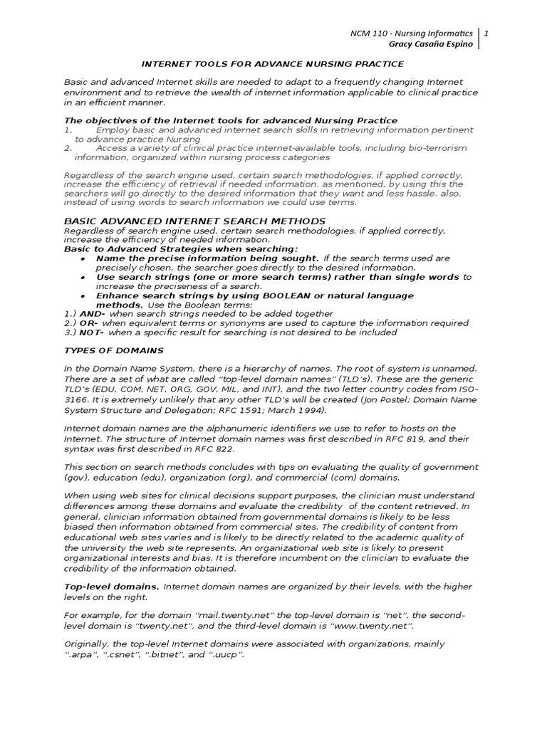 Internet Tools For Advance Nursing Practice | PDF | Domain Name ...