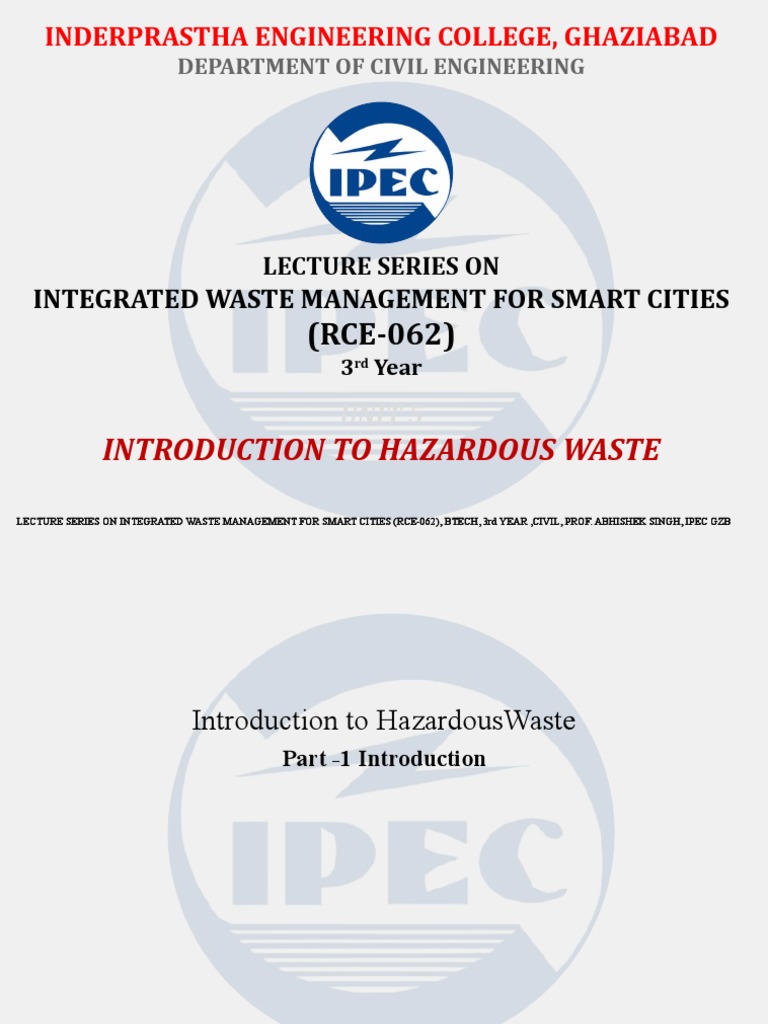 Introduction To Hazardous Waste: Inderprastha Engineering College ...