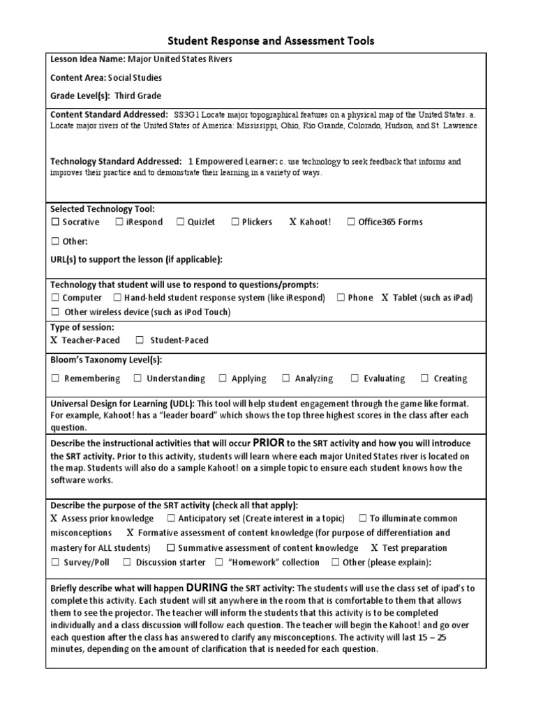 Student Response Tools Lesson Plan | PDF | Educational Assessment ...