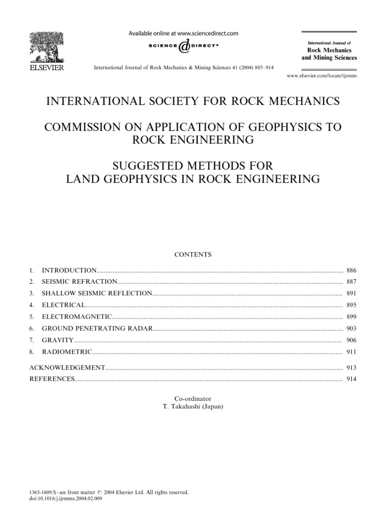 ISRM Suggested Methods For Land Geophysics in Rock Engineering PDF ...