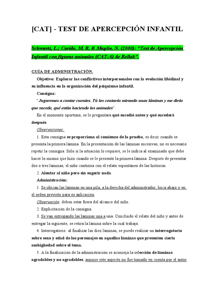 (Cat) - Test de Apercepción Infantil | PDF | Percepción | Comportamiento
