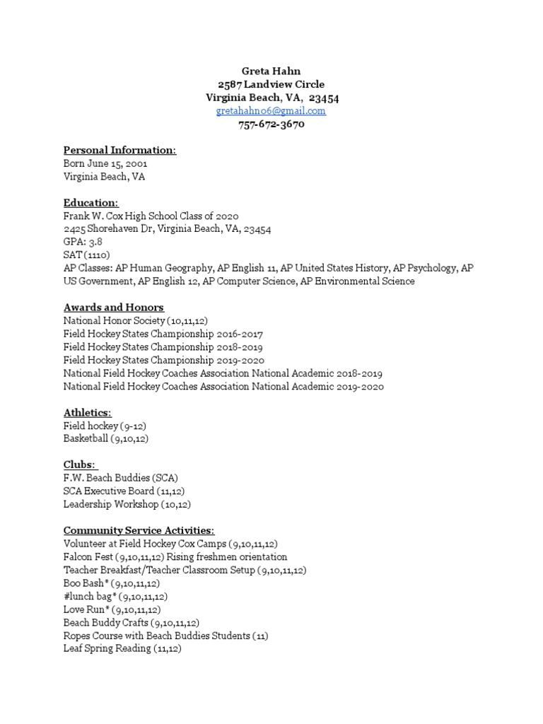 Academic Resume 12th Updated | PDF