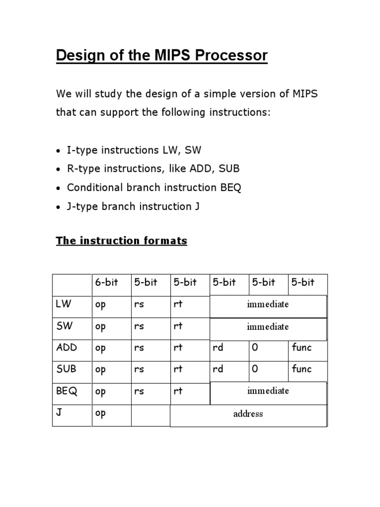 Design of The MIPS Processor | PDF | Central Processing Unit | Office Equipment