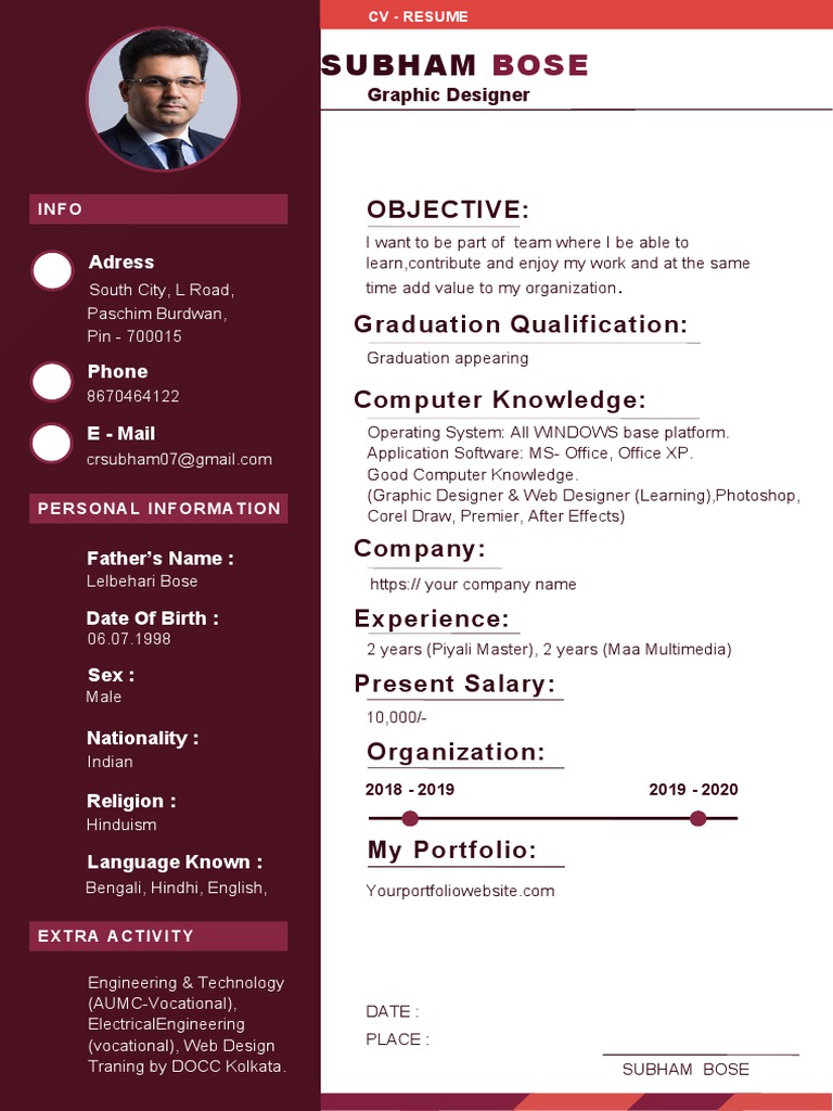 Subham Bose - Graphic Designer CV | PDF