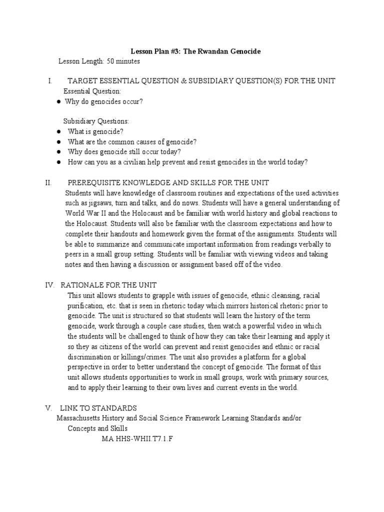 Genocide Lesson 3 | PDF | Genocides | Rwanda