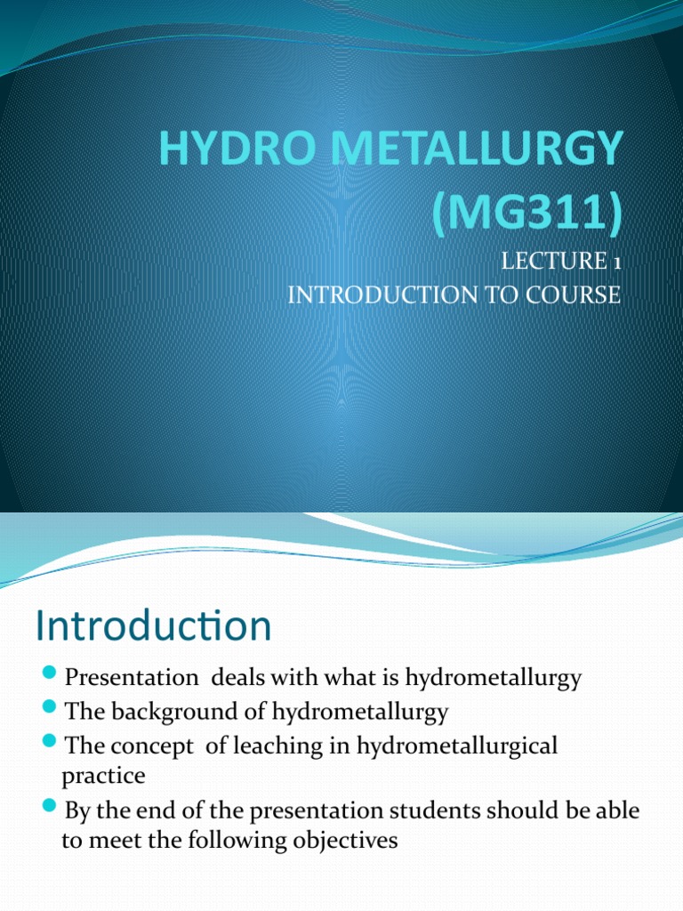 Introduction to Hydrometallurgy | PDF | Chemical Substances | Chemistry