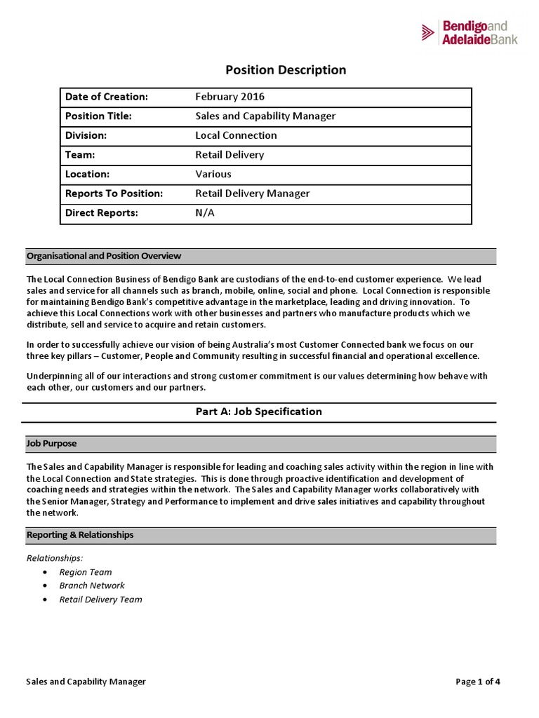 Sales Capability Manager PD | PDF | Sales | Retail