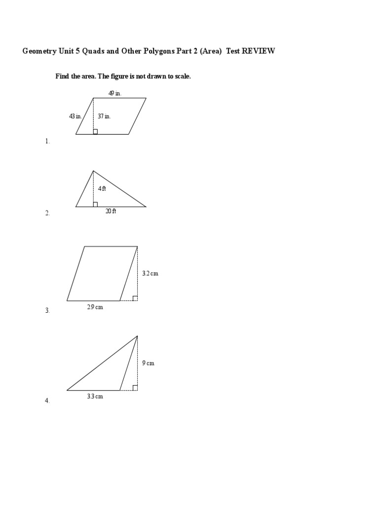 Geometry Unit 5 Area Test Review | PDF | Area | Euclidean Plane Geometry