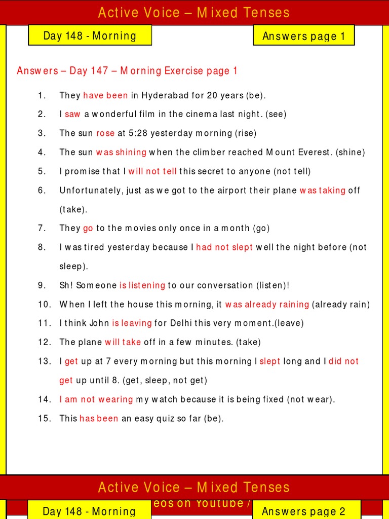 Answers - Day 147 - Morning Exercise Page 1 | PDF