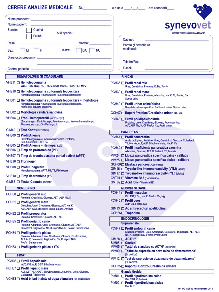 Cerere Analize Generala | PDF | Blood | Clinical Pathology