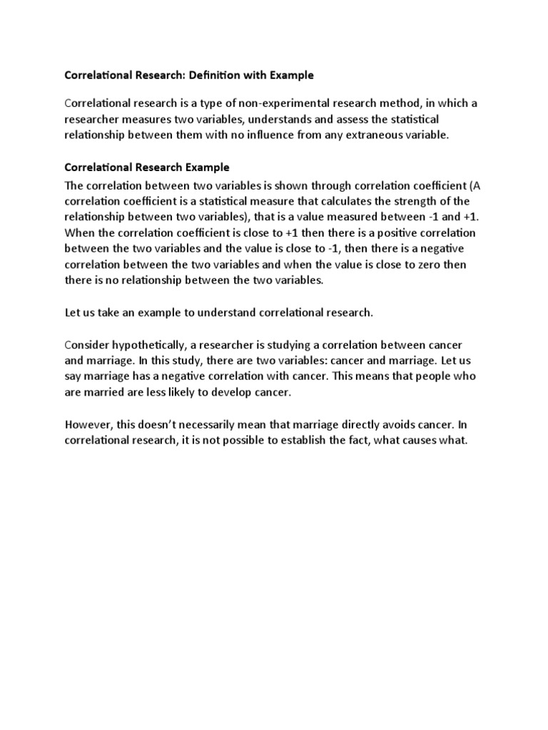 Correlational Research: Definition With Example | PDF