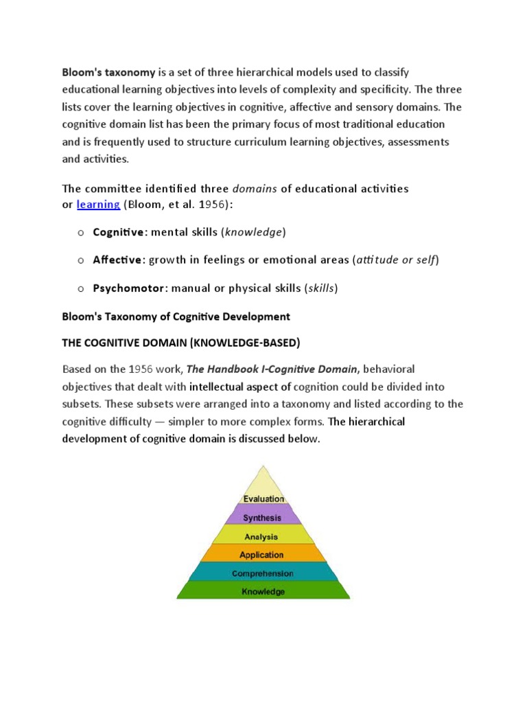 Bloom's Taxonomy Cognitive | PDF | Learning | Cognition