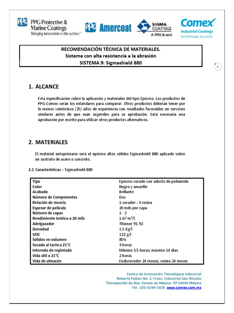 Sistema 9 Rec Sigmashield 880 | PDF | Epoxy | Hormigón