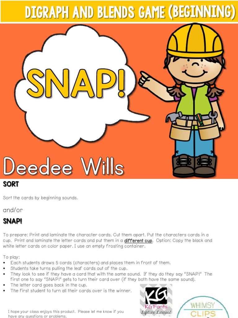 Phonicssnapdigraphsandblendsinitialsoundsphonicsgame | PDF