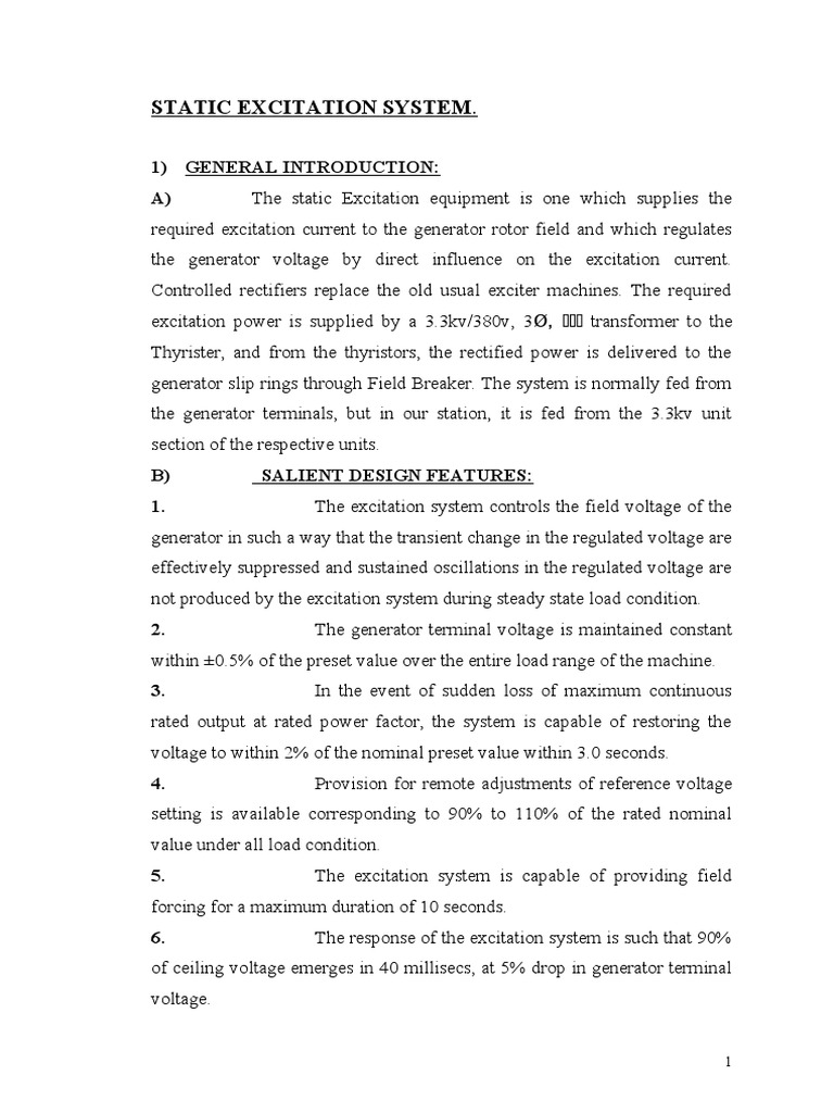 Static Excitation System | PDF | Electromagnetism | Components