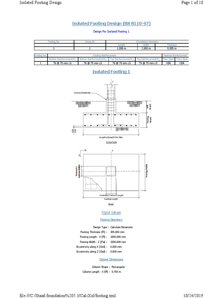Design of Isolated Footing 1: Calculation of Final Dimensions ...