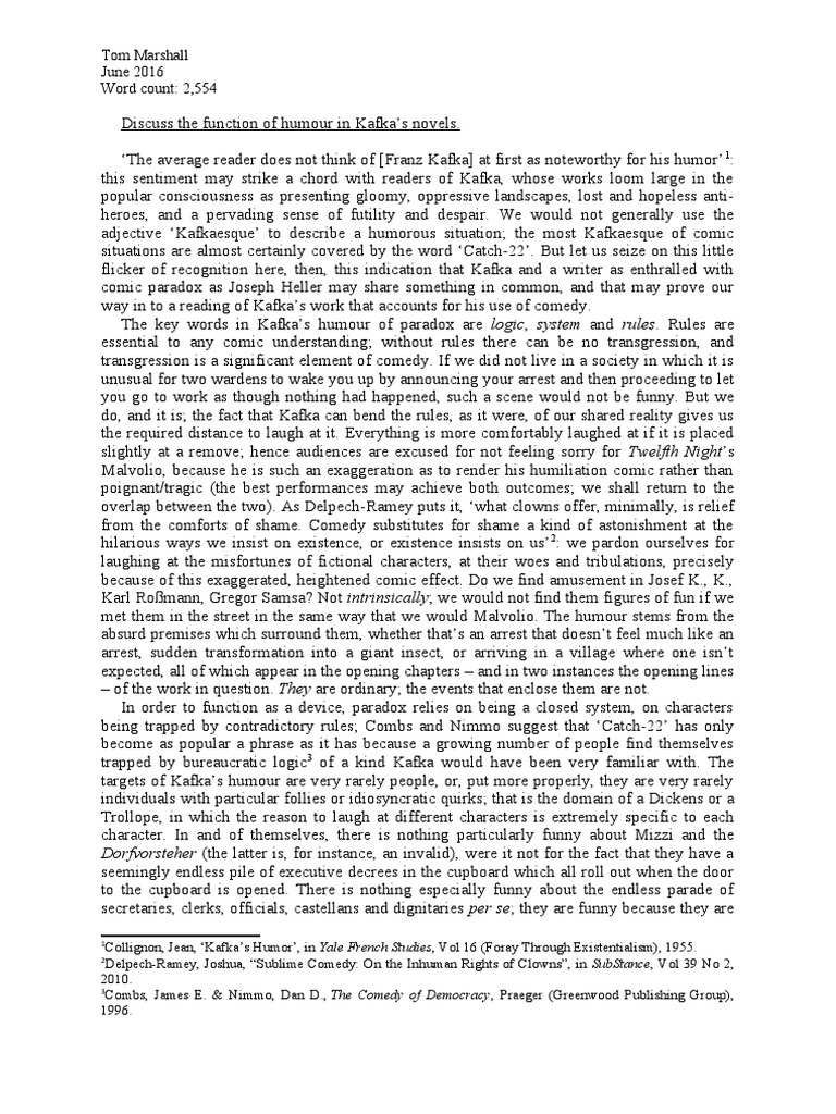 Humour in The Works of Franz Kafka | PDF | Franz Kafka | Humour