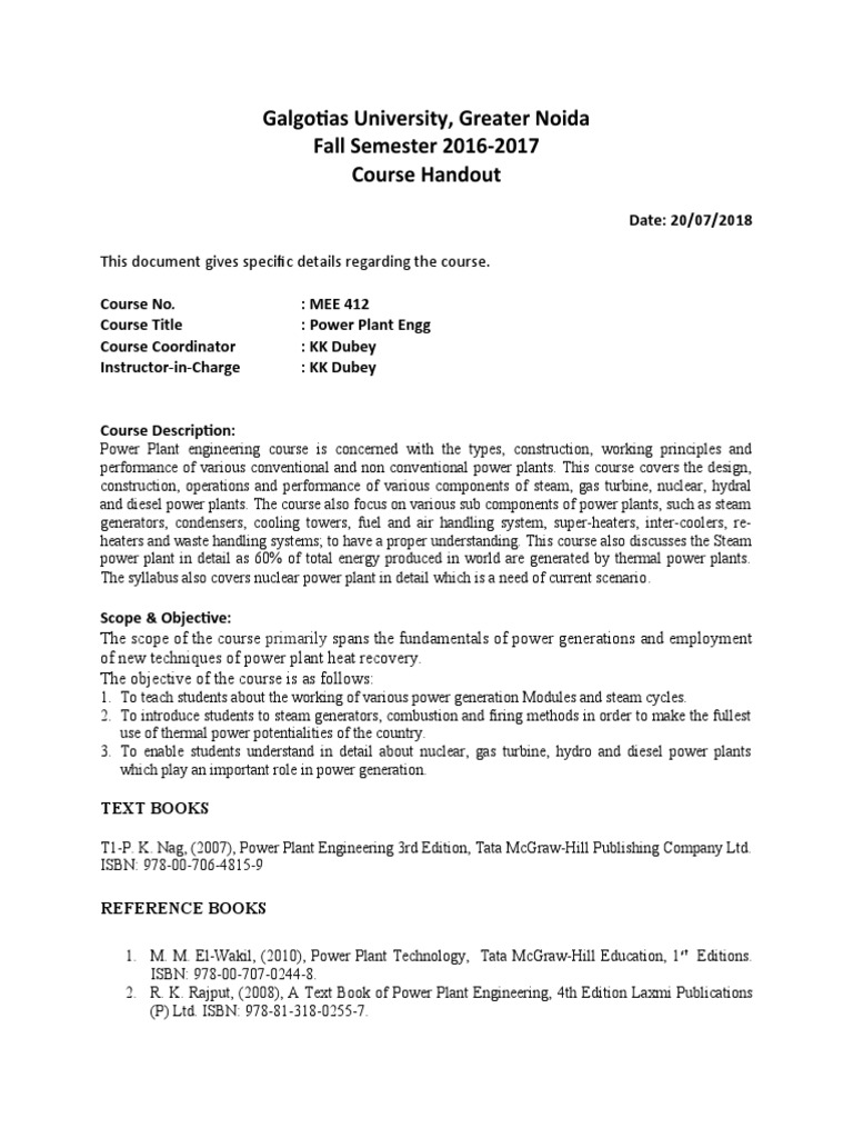 Galgotias University, Greater Noida Fall Semester 2016-2017 Course ...