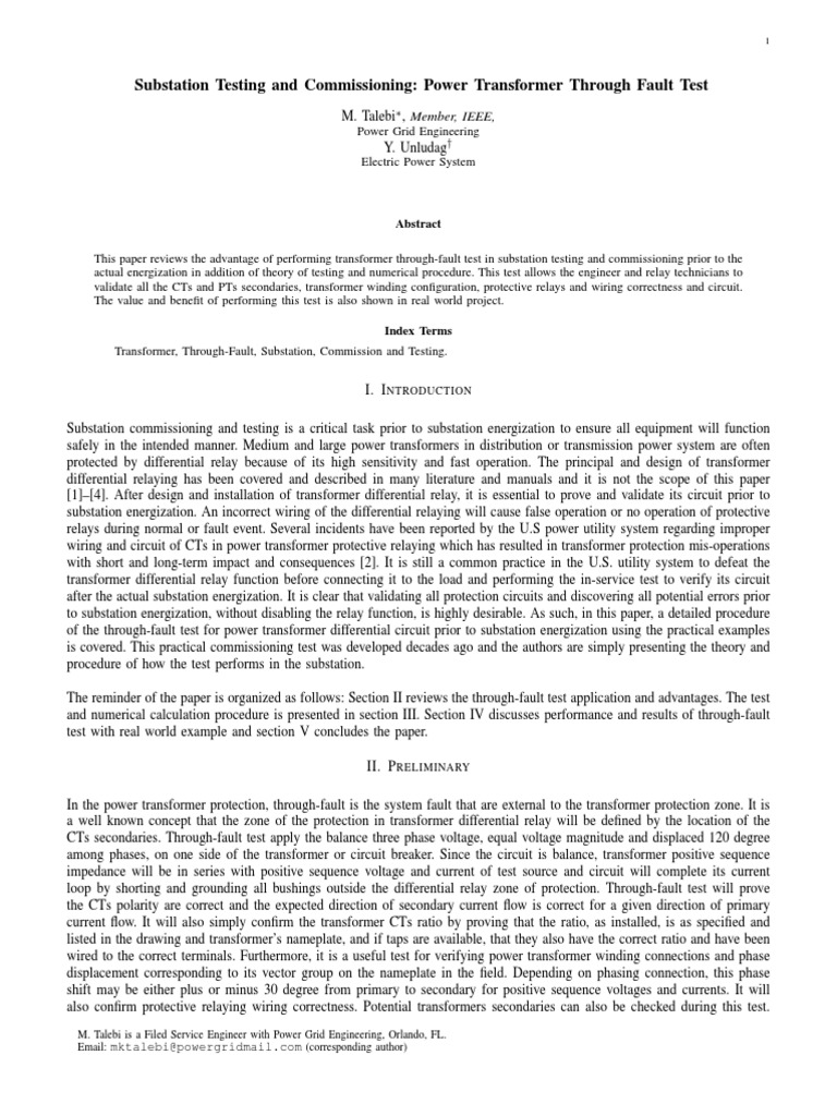 Substation Testing and Commissioning Power Transformer Throught Fault ...