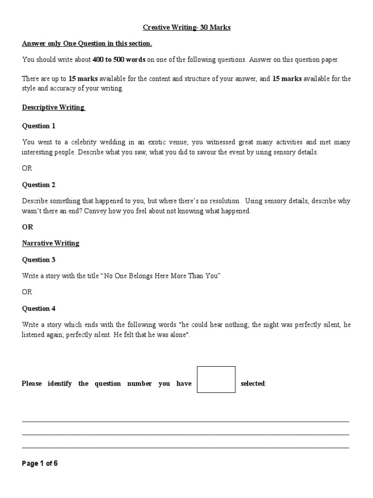 Creative Writing Grade-8 | PDF