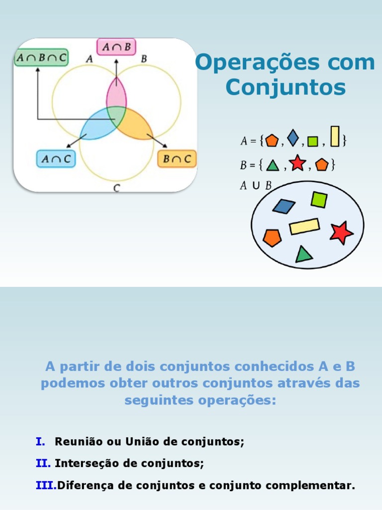 Conjuntos PDF | PDF | Intersecção (Teoria dos Conjuntos) | Conjunto ...