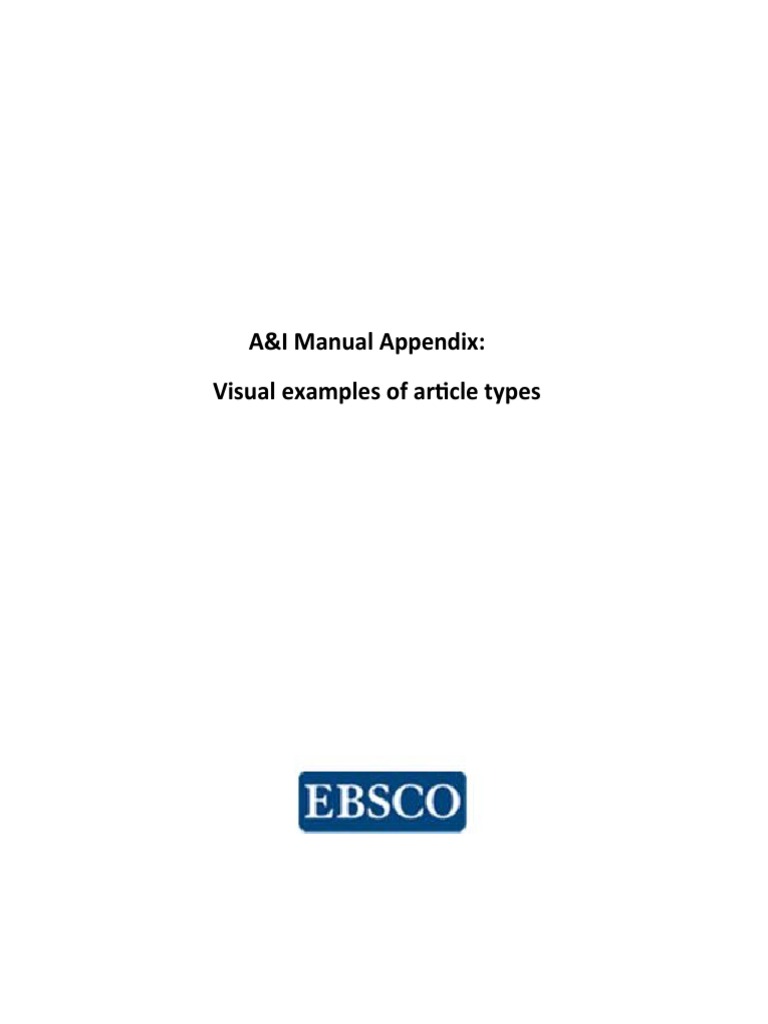 A&I Manual Appendix: Visual Examples of Article Types | PDF